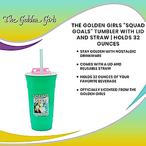 Silver Buffalo Golden Girls Squad Goals Photo Plastic Tumbler with Lid and Straw, 32 Ounces