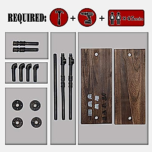 MCleanPin Industrial Pipe Shelves Wall Mount Bathroom Shelf with Towel bar Floating Shelf 2-Tiers 24 in, DIY Open Bookshelves,Metal Towel Rack Bookcase, Real Wood Storage Shelving