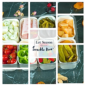 Divided Serving Tray with Lid & Handle - Portable Snackle Box Charcuterie Container for Snack Platters - 8 Compartments Snack Boxes for Candy, Fruits, Nuts - Perfect for Party, Entertaining