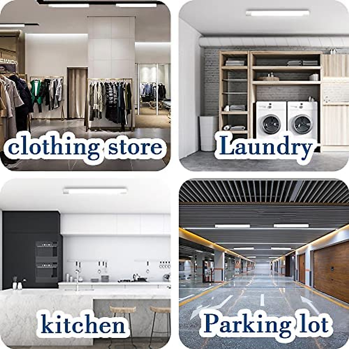 Super Bright LED Ceiling Light Fixture 4FT, 5000K Utility Shop Lights, IP66 Waterproof Garage Light,Ceiling and Under Cabinet Light, 48W 5200LM Tube Light for Garage Hallway Kitchen Workbench Office