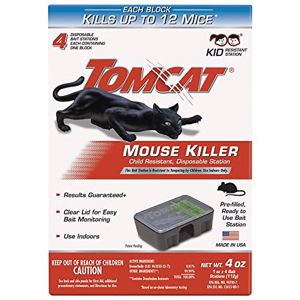 Tomcat Mouse Killer Small Disposable Bait Station, 4-Pack 371610 (Kid Resistant Station)