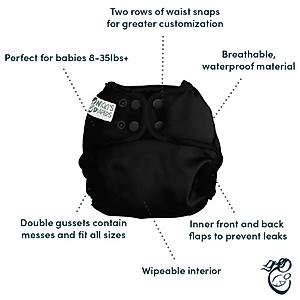 Nicki's Diapers One Size Snap Cloth Diaper Cover | Adjustable Waterproof Cover for Baby Boys or Baby Girls | Coves Prefold Cloth Diapers, Flat Diapers, or Fitted | 8-35+lbs (Squeeze The Day)