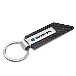 iPick Image - Honda Carbon Fiber Texture Black Leather Strap Key Chain - Honda (Blue)