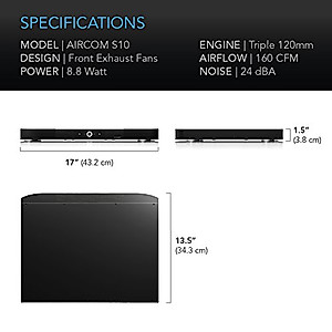 AC Infinity AIRCOM S10, Quiet Cooling Blower Fan System 17" Front-Exhaust for Receivers, Amps, DVR, AV Cabinet Components