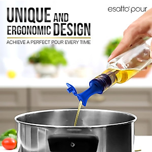 Esatto Pour and Seal, Pourer with Lid – Easy Pouring for Drinks like Spirits and Liquors, Lid for Healthy Practices Keeping Debris and Fruit Flies Away, Professional Bar Tool, Pack of 12 Pieces (Blue)