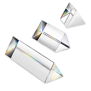 QFkris 7 Pack Crystal Photography Prism Set, Include 50mm Crystal Ball, 50mm Crystal Cube, 50mm Optical Pyramid, 25mm*1+50mm*2+100mm*1Triangular Prism