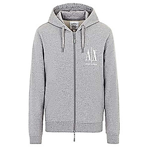 A|X ARMANI EXCHANGE mens Icon Project Embroidered Zip Up Hooded Sweatshirt, Bc09 Grey, X-Small US