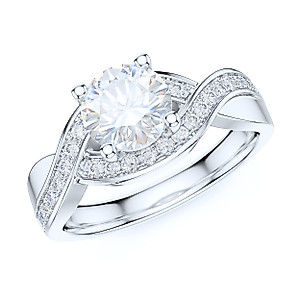 PRSTANI Sterling Silver Twisted Infinite 1CT Simulated Round Brilliant Cut Diamond Promise Engagement Ring (9)