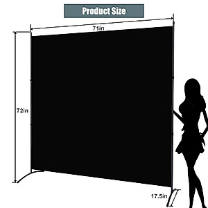 Room Divider Single Panel Privacy Screen, 71''x72''H Large Divider for Room Separation, Thickened Fabric 6FT Room Divider Wall Screen for Bedroom Office School, Portable Partition Room Dividers, Black