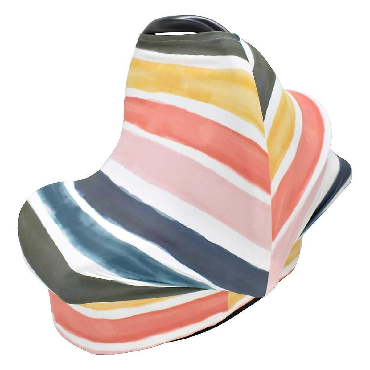Nursing Cover for Baby Breastfeeding Stretchy Car Seat Canopy for Baby Girls/Boys, Multi-Purpose Soft Breathable Nursing Cover for Shopping Cart, High Chair, Stroller, Baby Shower Gifts(Stripe)