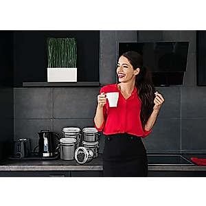 5pc Stainless Steel Canister Set with Clear Acrylic Lids & Clamp Airtight Durable & Stackable Food Storage Container for Kitchen Counter & Pantry, Tea, Sugar, Coffee, Flour, Rice, Pasta, Spices, Herbs