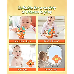 Alsatic Suction Cup Spinner Toys for 1 Year Old Boys Girls, Sensory Fine Motor Infant Travel Toys Montessori for Babies 6-12-18 Months, Birthday Gifts for 1-3 One Year Old, Newborn Toddler Bath Toys
