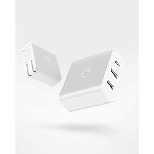 ZMI zPower 3-Port Travel Charger with 25W PPS Support: 45W USB-C PD and 18W-Split Dual USB-A Wall Charger (White) [Note: This is Not a 45W PPS Charger for Galaxy Note10+]
