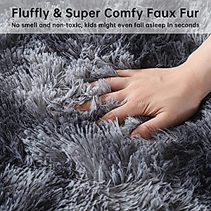 Aternoon Area Rug 5x7, Super Soft Fluffy Shaggy Rugs Floor Carpet for Living Room, Children Bedroom, Nursery Play Room, Home Decor, 5.3 x 7.5 Feet, Dark Grey