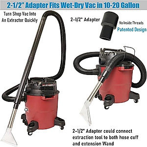 Happy Tree Universal Fit All Shop Vacs with1-1/4 &1-7/8" & 2-1/2" Adapters, Large & Small Clear Extractor Accessory for Upholstery & Carpet Cleaning and Car Detailing, Shop Vac Extraction Attachment