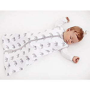 Mama Cheetah Baby Wearable Blanket, Swaddle Transition Organic Cotton Sleep Bag, 0.5 TOG Sleeping Sack with 2-Way Zipper, X-Large (18-24 Month), Animals/Elephant