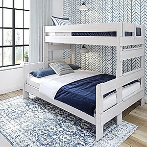 Plank+Beam Rustic Wood Bunk Bed, Twin XL-Over-Queen Bed Frame, White Wash