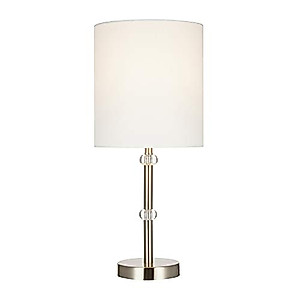 Amazon Brand – Ravenna Home Contemporary Metal Table Lamp with Acrylic Accents, LED Bulb Included, 19.5"H, Brushed Nickel