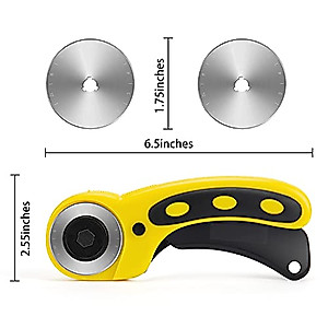 WORKLION 45mm Rotary Cutter Set: Ergonomic Rotary Cutter with Safety Lock and 2 Replacement Rotary Cutter Blades for Sewing Quilting Scrapbooking and Arts & Crafts Projects