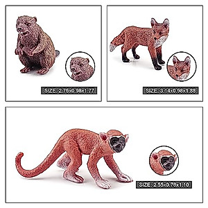 8PCS Deer Toys Forest Animals Figures Toys Woodland Animal Figurines Set Anteater Figurine Beaver Figure Squirrel Monkey Rabbit Fox Deer Model Christmas Party Deco Cake Topper