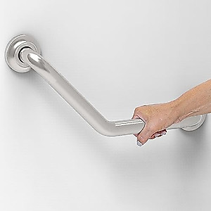 AmeriLuck Decorative Angled Grab Bar for Stud Mount, ADA Compliant 500lbs Loading Capacity, Stainless Steel (Peened, 16 inches)