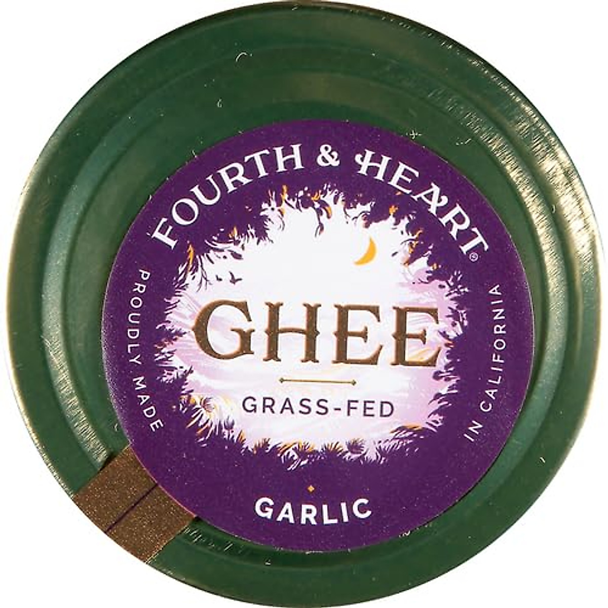 4th & Heart California Garlic Grass-Fed Ghee, 9 Ounce, Keto, Pasture Raised, Lactose and Casein Free, Certified Paleo