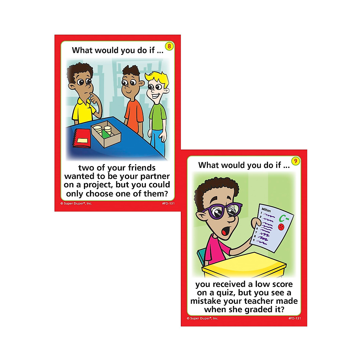 Super Duper Publications | What Would You Do at School If… Fun Deck | Social Skills Flash Cards | Educational Learning Materials for Children
