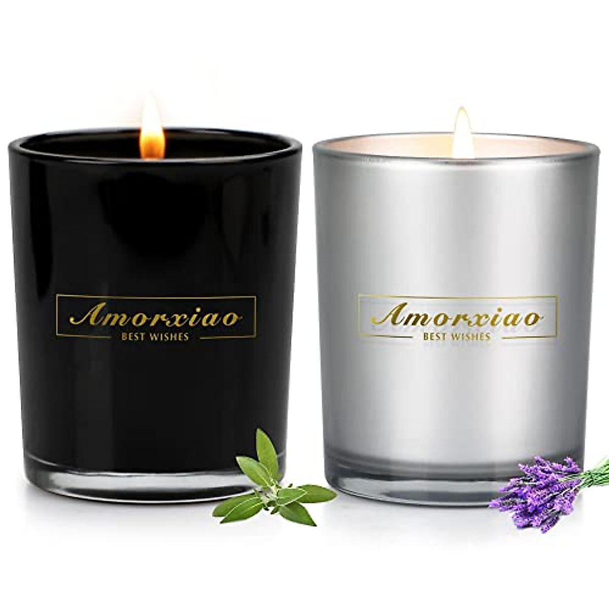 2 Pack Lavender Sage Candles Sets, Candles Gifts for Women, Jar Aromatherapy Candle Gift Set for Her, 11.3 oz Soy Wax Long Lasting Candles for Home Scented, Mother's Day Gift