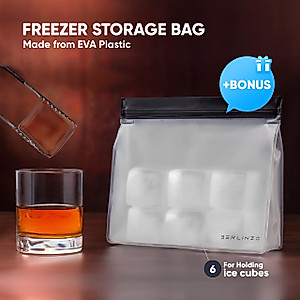 BERLINZO Premium Clear Ice Ball Maker Mold And Additional Silicone Ice Mold - Whiskey Large Clear Ice Cube Maker 2 Inch - Large Whiskey Ice Maker