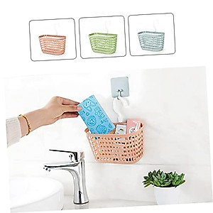 CIYODO Plastic Storage Hanging Basket with Rotatable Hook Kitchen and Bathroom Organizer for Sponge Soap Brush Drain Basket Pink Versatile Storage Solution for Shelves and Showers