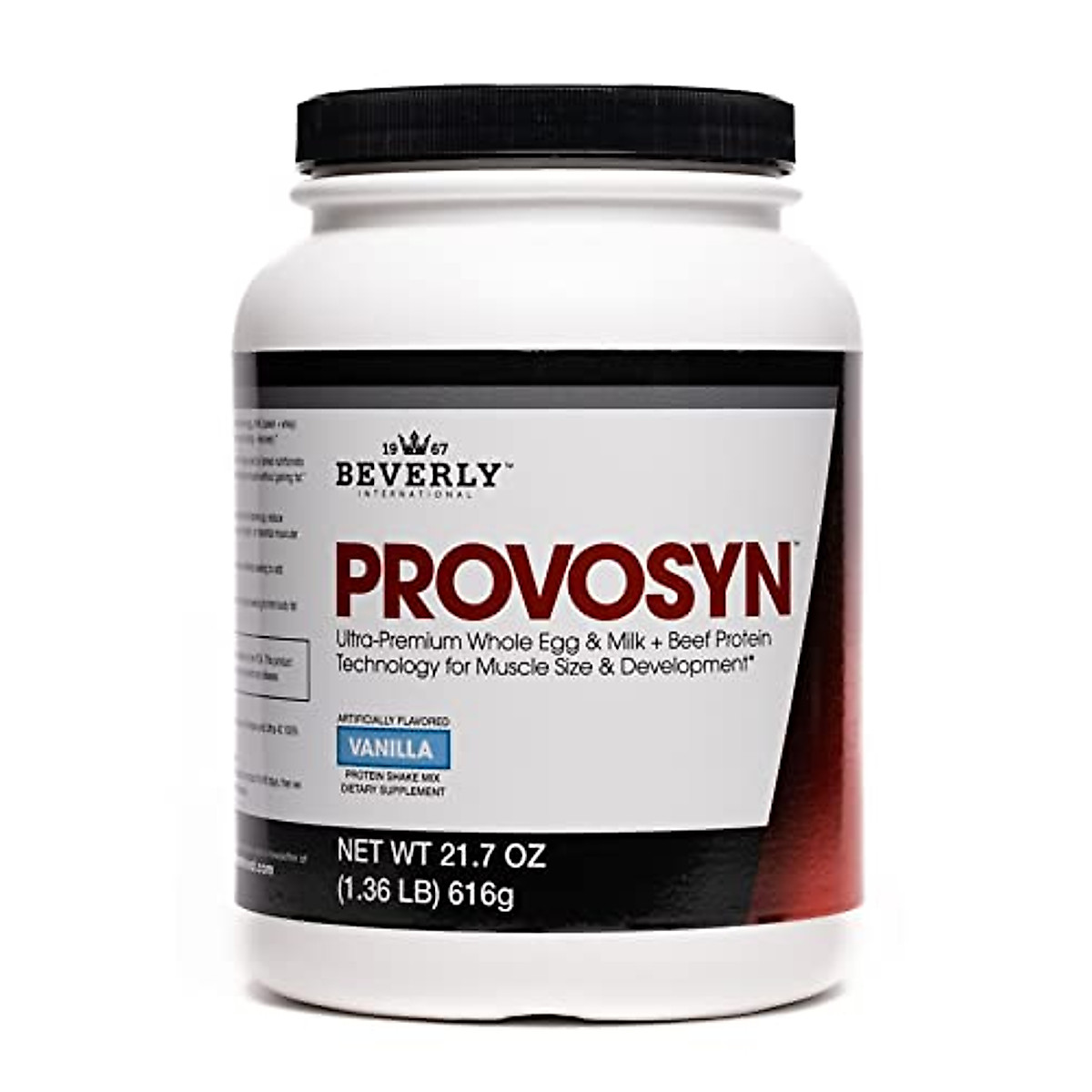 PROVOSYN. The Original Ultra-Premium Whole Egg, Milk (Casein + Whey) and Beef Protein Powder. Fast Muscle Building + Recovery. Perfect for Hard Gainers. Vanilla Flavor, 616 g The Mature Users Protein.