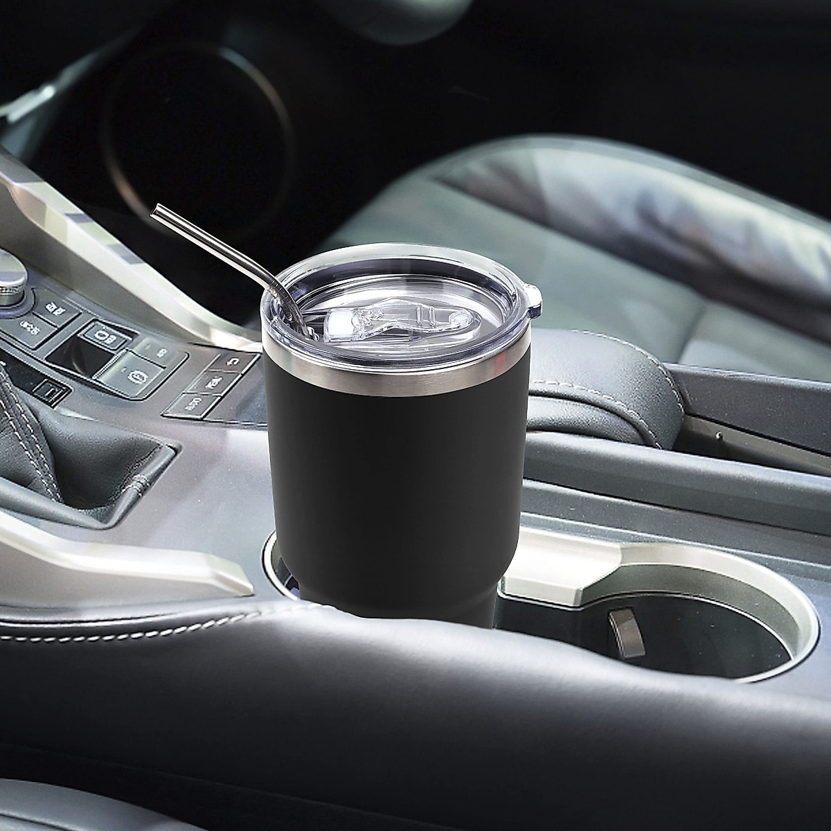 Toopify 30 oz Stainless Steel Insulated Tumbler Travel Mug with Straw Slider Lid, Cleaning Brush, Double Wall Vacuum