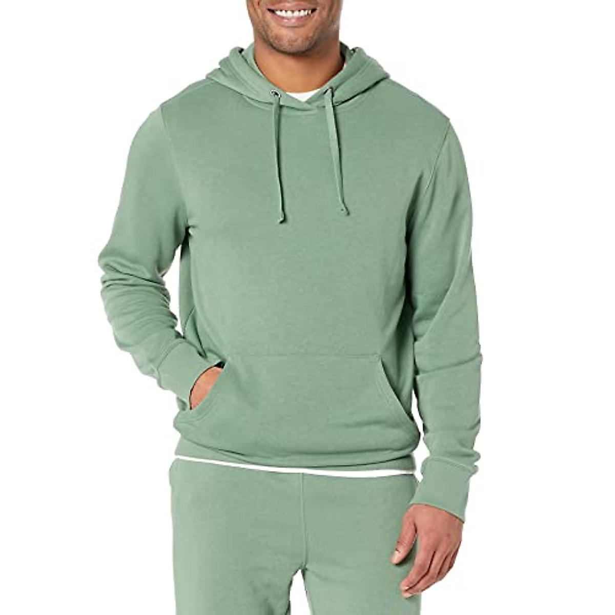 Amazon Essentials Men's Lightweight Long-Sleeve French Terry Hooded Sweatshirt (Available in Big & Tall), Sage Green, Large