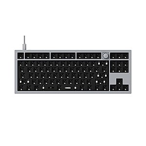 Keychron Q3 TKL Layout RGB Hot-Swappable Wired Custom Mechanical Keyboard Full Aluminum Knob ISO Barebone Version, with QMK/VIA Programmable Macro Double-Gasket DIY Kit for Mac Windows Linux-Grey