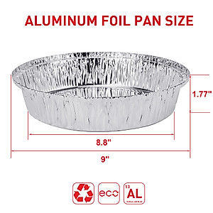 XIAFEI 9 Inch Round Aluminum Pans (50 Pack) Disposable Foil Pan, Freezer & Oven Safe For Baking, Baking, Meal Prep & Reheating