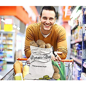 Reusable Produce Storage Bags,2 Pack Vegetable Bags Potato Onion Storage Keeper Holder Bags Muslin Veggie Bags,Large 10" X 16"