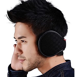 Kedofe Ear Warmers For Men Women Foldable Fleece Unisex Winter Warm Earmuffs Outdoor Skiing,Biking (Black knit)