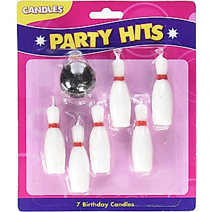 Bowling Pins and Ball Birthday Cake Candles - 7 pc