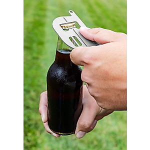 Camco Life is Better at The Campsite Bottle Opener | Easily Removes Bottle Caps | Features a Unique Camper Design with Magnet (53305)
