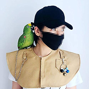 POPETPOP Parrot Anti-Scratch Shoulder Protector Multi-Purpose Bird Shoulder Shawl Bird Diaper Pad for Parakeets Cockatiels Conures Macaws Finches Lovebird Hang Bird Anklet & Toys