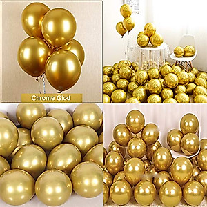 Chrome Metallic Balloons for Party 50 pcs 12 inch Thick Latex balloons for Birthday Wedding Engagement Anniversary Festival Picnic Family Party Decorations-Gold