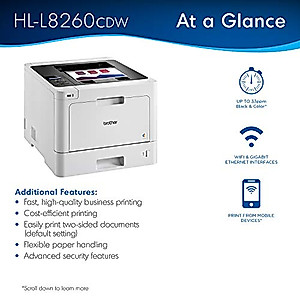 Brother HL-L8260CDW Business Color Laser Printer, Duplex Printing, Flexible Wireless Networking, Mobile Device Printing, Advanced Security Features – Amazon Dash Replenishment Ready