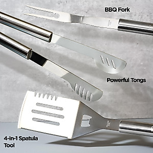 GrillKing BBQ Tool Set, 18pc Stainless Steel Grill Kit, Heavy Duty Barbecue Utensils and Grilling Accesories Set with Carrying Case