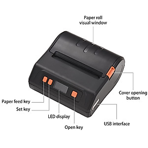 HXBER Receipt Printer, Portable 80mm Receipt Label Printer Wireless BT Thermal Receipt Printer Mobile Bill Printer Compatible with Android/iOS/Windows System ESC/POS Print Command for Small Business