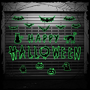 28 Pcs Halloween Garage Door Magnets Glow in The Dark Magnetic Halloween Garage Door Decorations with Bat Pumpkin Ghost Black Bat Magnet Decal Sticker for Garage Door Car Refrigerator