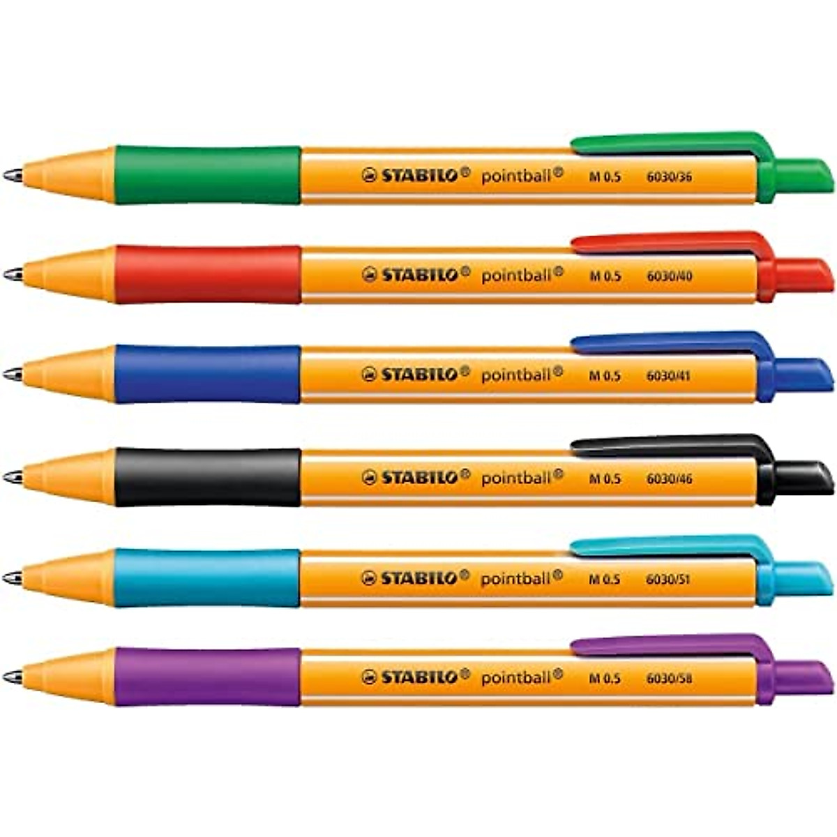 Ballpoint - STABILO pointball - Wallet of 6 - Assorted colors