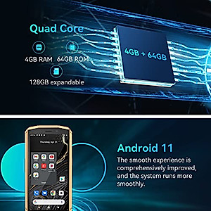CUBOT Unlocked Mobile Phone, Pocket, SIM-Free Mini Smartphone, 4GB RAM+64GB, 128GB Extension, Android 11, 4.0 inch Screen, 16MP Camera, 3000mAh, Face ID/NFC/GPS (Green+Gold)
