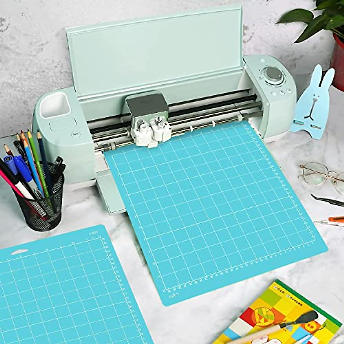 Gwybkq Cutting Mat for Cricut Explore Air 2/Maker/Maker 3 (12x12 Inch,3 Mats) Adhesive Sticky Light Cutting Mats Replacement Accessories Blue