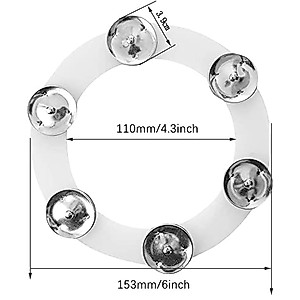 TUOREN 6" Cymbals Ching Ring Mountable Hi-Hat Tambourine with 6 Steel Jingles for Hi Hats, Crashes, Effects Cymbal, Stacks