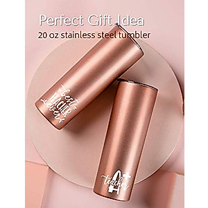 Onebttl Teacher Appreciation Gifts 20oz Skinny Tumbler with Lid and Straw for Christmas, Appreciation Day, End of Term from Students - Rose Gold